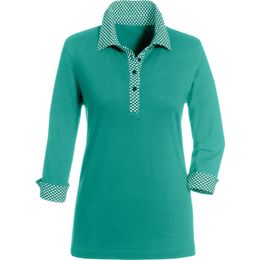CR&Eacute;ATION L Damen Poloshirt mit Kontrast-Akzenten smaragdgr&uuml;n Gr&ouml;&szlig;e 38