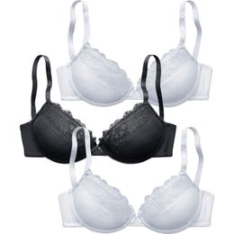Damen Push-up-BH 2xwei&szlig;+1xschwarz Gr&ouml;&szlig;e 70A