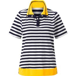 CR&Eacute;ATION L Damen Poloshirt mit variablem Kragen marine-sonnengelb Gr&ouml;&szlig;e 36