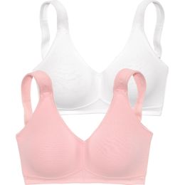Petite Fleur Damen Soft-BH rosa+wei&szlig; Gr&ouml;&szlig;e 75E