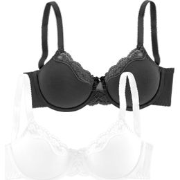 Petite Fleur Damen B&uuml;gel-BH schwarz+wei&szlig; Gr&ouml;&szlig;e 75B