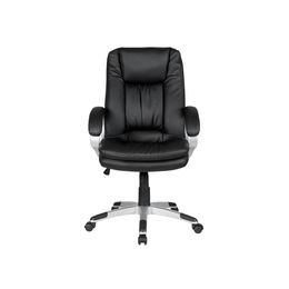 Salesfever Bürostuhl mit Armlehnen höhenverstellbar drehbar aus Kunstleder in Schwarz | Gr.: onesize