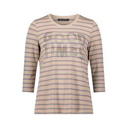 Betty Barclay Ringelshirt mit Schmucksteinen in Beige/Grau | Gr.: 44