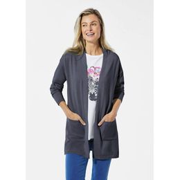 GOLDNER Kurzgr&ouml;&szlig;e: Strickjacke aus Viskose-Baumwoll-Mix in marine | Gr.: 20
