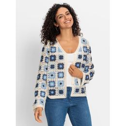 WITT WEIDEN Strickjacke in ecru-jeansblau | Gr.: 44-46