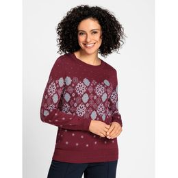 WITT WEIDEN Jacquard-Pullover in dunkelrot-gemustert | Gr.: 36