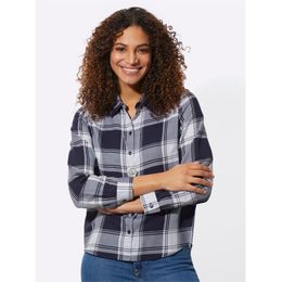 WITT WEIDEN Flanellbluse in marine-wei&szlig;-kariert | Gr.: 46