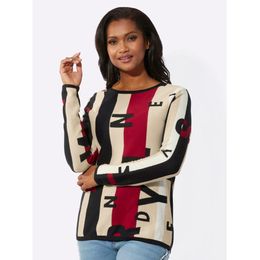 WITT WEIDEN Jacquard-Pullover in schwarz-rot-gemustert | Gr.: 38