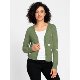 WITT WEIDEN Strickjacke in eucalyptus-ecru-gemustert | Gr.: 46