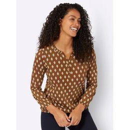WITT WEIDEN Druck-Shirt in cognac-ecru-bedruckt | Gr.: 40