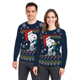 The Peanuts Snoopy Winterpullover Winter Strick Pullover Ugly Sweater in blau | Gr.: XL