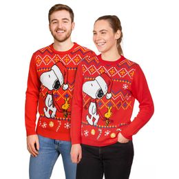 Peanuts Snoopy Winterpullover Winter Strick Pullover Ugly Sweater in rot | Gr.: M