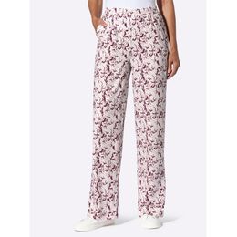 Sieh an! Freizeithose in ecru-bordeaux-bedruckt | Gr.: 48