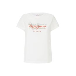 Pepe Jeans T-Shirt 'GALEY' Damen Gr&ouml;&szlig;e L orange / silber / wei&szlig;