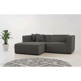 OTTO HOME Ecksofa »Tammie« Breite 222 cm, Webstoff fein, bodentief, mit Wellenunterfederung gray 100% Polyester