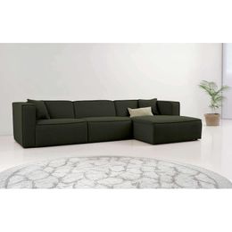 OTTO HOME Ecksofa »Tammie« Breite 312 cm, Webstoff fein, bodentief, mit Wellenunterfederung khaki 100% Polyester