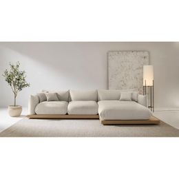 OTTO HOME Ecksofa »Kalix, Polsterecke mit kräftigem Holz-Plateau, moderne Couch in L-Form« wahlweise Recamiere links o. rechts, Strukturstoff,...