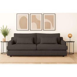 Home Affaire Big-Sofa »Evelle 3 Sitzer Maxi« 237 cm, tiefe Sitzfläche, Lounge-Sitzkomfort, Struktur, Breitcord brown
