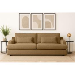 Home Affaire Big-Sofa »Evelle 3 Sitzer Maxi« 237 cm, tiefe Sitzfläche, Lounge-Sitzkomfort, Struktur, Breitcord caramel