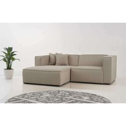 OTTO HOME Ecksofa »Tammie« Breite 222 cm, Webstoff fein, bodentief, mit Wellenunterfederung sand 100% Polyester
