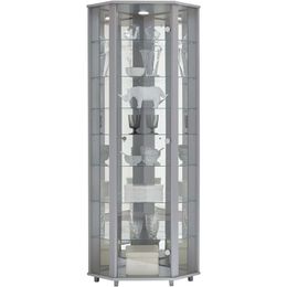 Fif Möbel FIF MÖBEL Eckvitrine »TRIO Höhe ca. 172 cm, ink. Beleuchtung« Eckvitrine/Glasvitrine 1x Glastür, perfekt für Sammler, Sammlervitrine silberfarben...