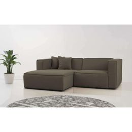OTTO HOME Ecksofa »Tammie« Breite 222 cm, Webstoff fein, bodentief, mit Wellenunterfederung dark brown 100% Polyester