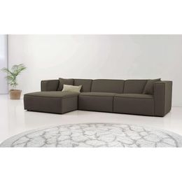 OTTO HOME Ecksofa »Tammie« Breite 312 cm, Webstoff fein, bodentief, mit Wellenunterfederung dark brown 100% Polyester