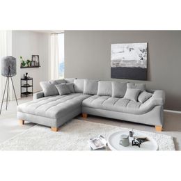Ecksofa &raquo;Bologna, L-Form, mit Kaltschaum&laquo; bis 140 kg pro Sitzplatz belastbar grau 90% Polyester / 10% Nylon