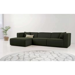 OTTO HOME Ecksofa »Tammie« Breite 312 cm, Webstoff fein, bodentief, mit Wellenunterfederung khaki 100% Polyester