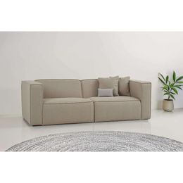 OTTO HOME 3-Sitzer »Tammie« Breite 222 cm, Webstoff fein, bodentief, mit Wellenunterfederung sand 100% Polyester