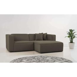 OTTO home Ecksofa &raquo;Tammie&laquo; Breite 222 cm, Webstoff fein, bodentief, mit Wellenunterfederung braun 100% Polyester