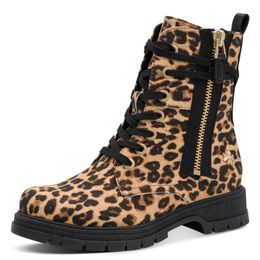 MARCO TOZZI by GMK Schnürboots, Blockabsatz, Schnürstiefelette im Animal Look leoprint 42 42 Modischer Schnürboots mit praktischem Innenreißverschluss