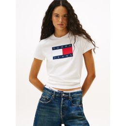 Tommy Jeans Kurzarmshirt »TJW REG TJ FLAG SS TEE« Ecru XL (42) XL (42) Damenshirt von Tommy Jeans