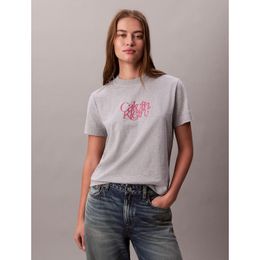Calvin Klein Jeans Damen T-Shirt &raquo;SS FITTED SCRIPT CALVIN KLEIN TE&laquo; Mit Rundhalsausschnitt, regular fit grau XXS (34)
