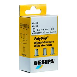 Gesipa PolyGrip Blindnietmuttern Mini-Pack Edelstahl A2 M 8 x 11 x 20 (1464837)