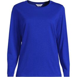LANDS' END Lang&auml;rmeliges Supima-Shirt mit Rundausschnitt, Damen,  Blau, by Lands' End