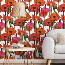 Fototapete Ein Feld voller Mohnblumen - Rolle