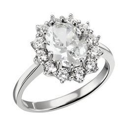Firetti Fingerring »Schmuck Geschenk Silber 925 Damenring Lady D Diana Royal« mit Zirkonia (synth.), Glasstein silberfarben-kristallweiß 50...
