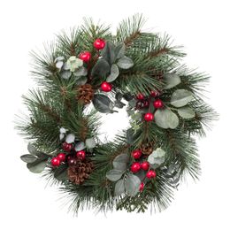 Kunstkranz Creativ green "Tannen-Mix-Kranz", grün, H:8cm Ø:48cm, Kunststoff, Kunstpflanzen, mit Zapfen und Beeren