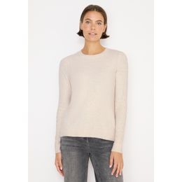 Strickpullover Street One, Damen, Gr. XL (44), oat milk beige melange, Stoff, 37% Baumwolle, 34% Polyacryl, 26% Polyester, 3% Elasthan, unifarben, comfort fit normal, Rundhals, elastischer Bund, Pullover Strickpullover, mit Strick-Detail