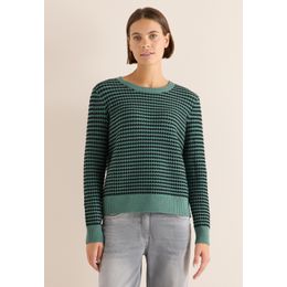 Strickpullover Cecil, Damen, Gr. M (40), jewel gr&uuml;n, Feinstrick, 30% Polyester, 29% Polyacryl, 21% Viskose, 20% Nylon, Strukturmuster, comfort fit normal, Rundhals, B&uuml;ndchen, Pullover Strickpullover, aus softem Materialmix