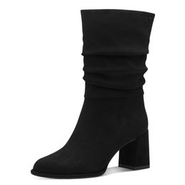 Tamaris Damen Stiefel, Gr. 35schwarz, Textil, Veloursleder, unifarben, Schuhe, Blockabsatz, Kurzstiefel, in veganer Verarbeitung