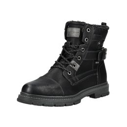 Schnürstiefelette Tom Tailor "Tom Tailor Stiefelette Lederimitat", Herren, Gr. 41, schwarz, Lederimitat, Schuhe