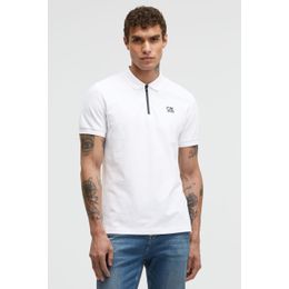 Poloshirt CMPD, Herren, Gr. M, wei&szlig;, Piqu&eacute;, Material: 95% Baumwolle, 5% Elasthan, bedruckt, regular fit normal, hoch geschlossener Ausschnitt, eingesetzt Rippb&uuml;ndchen, Shirts, mit Baumwolle