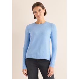 Strickpullover Street One, Damen, Gr. XL (44), sporty light blau melange, Stoff, 37% Baumwolle, 34% Polyacryl, 26% Polyester, 3% Elasthan, unifarben, comfort fit normal, Rundhals, elastischer Bund, Pullover Strickpullover, mit Strick-Detail