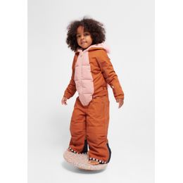 Schneeoverall WeeDo "SQUIRDO", Mädchen, Gr. 92/104, leather braun mellow rose, Obermaterial: 100% Polyester; Futter: 100% Polyester; Füllung: 100% Polyester; Ärmelfutter: 100% Polyamid, Overalls, Mitwachsender Schneeanzug