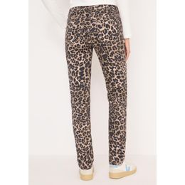 Comfort-fit-Jeans Cecil, Damen, Gr. 34, Länge 30, sandalwood beige, Jeans, 81% Baumwolle, 17% Polyester, 2% Elasthan, animal-print, lang, Jeans, 5-Pocket-Style