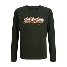 Jack & Jones T-Shirt JACK & JONES JUNIOR "JJURBAN TEE LS CREW NECK JNR", Jungen, Gr. 164, bunt (duffel bag), Single Jersey, Obermaterial: 100% Baumwolle, bedruckt, regular fit normal, Rundhals, Shirts