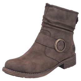 Rieker Damen Stiefelette, Gr. 37dunkelbraun, Lederimitat, used, Schuhe, Boots, Blockabsatz, slouchy Schaft und Innenreißverschluss