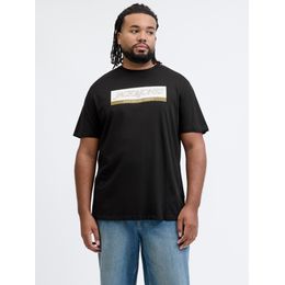 Jack & Jones PlusSize T-Shirt "JORINWOOD BLOCK BRANDING TEE SS CN PLS", Herren, Gr. 4XL, schwarz, Jersey, Obermaterial: 100% Baumwolle, JACK & JONES PLUSSIZE, bedruckt, regular fit normal, Rundhals, Shirts